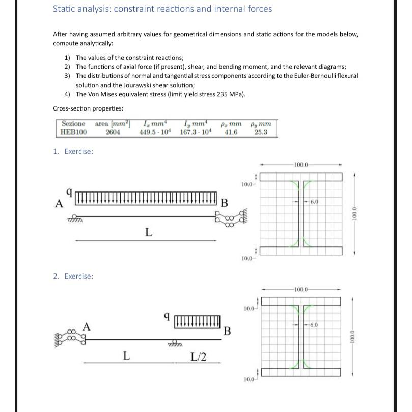 Solved Static analysis: constraint reactions and internal | Chegg.com