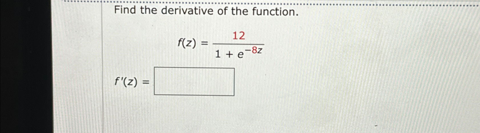 Solved Find the derivative of the | Chegg.com