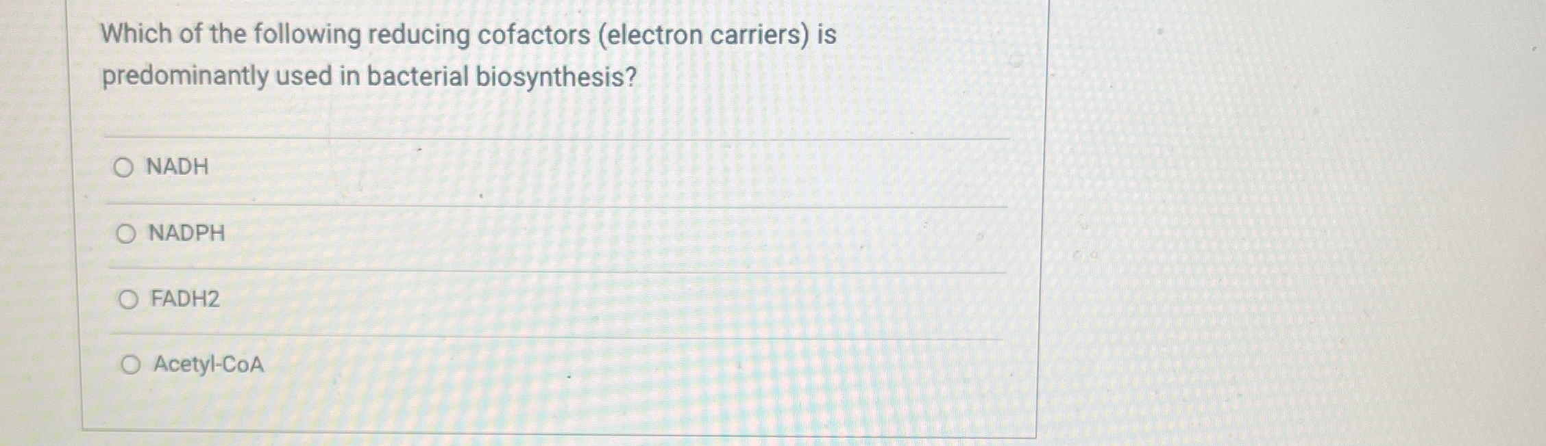 Solved Which of the following reducing cofactors (electron | Chegg.com Solved Which of the following reducing cofactors (electron | Chegg.com