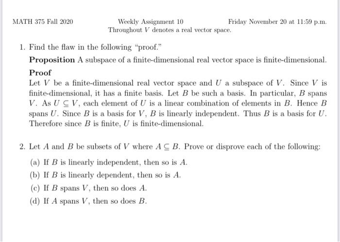 Solved MATH 375 Fall 2020 Weekly Assignment 10 Friday | Chegg.com