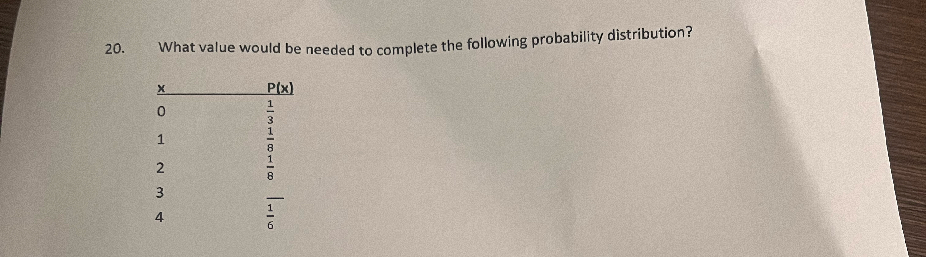 Solved What value would be needed to complete the following | Chegg.com