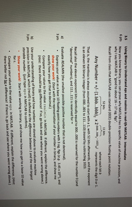 3.5 6 pts Using Binary to Understand eps and realmin | Chegg.com