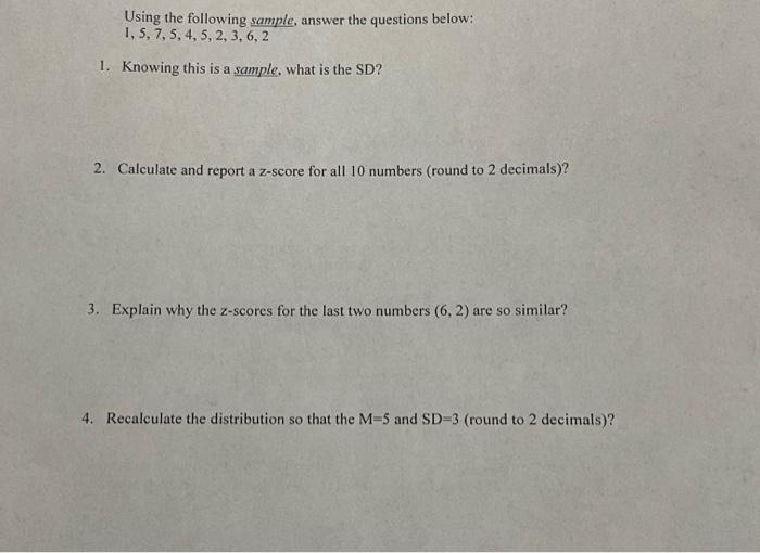 Solved Using the following sample, answer the questions | Chegg.com