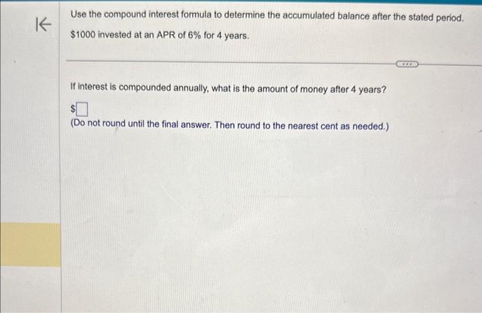 Solved Use the compound interest formula to determine the | Chegg.com
