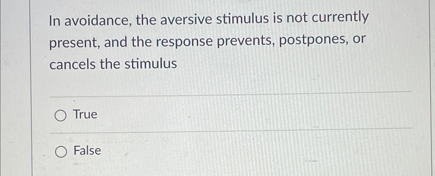 Solved In avoidance, the aversive stimulus is not currently | Chegg.com
