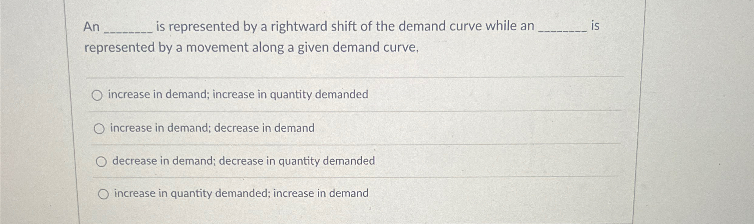 Solved An ﻿is represented by a rightward shift of the | Chegg.com