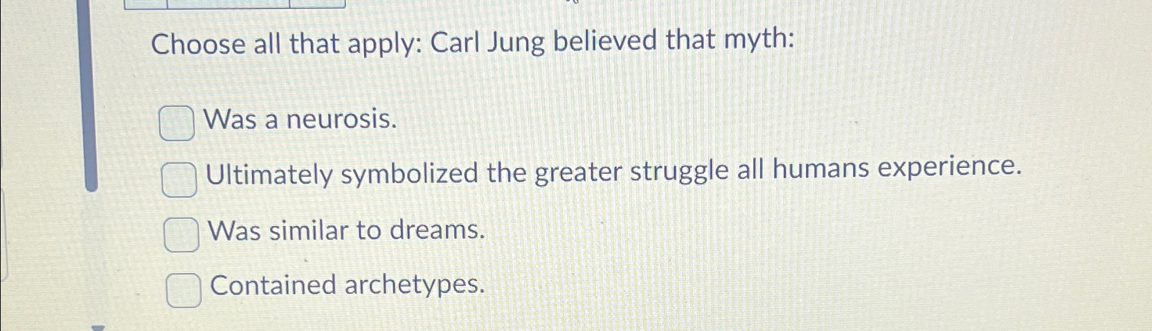 Solved Choose all that apply: Carl Jung believed that | Chegg.com