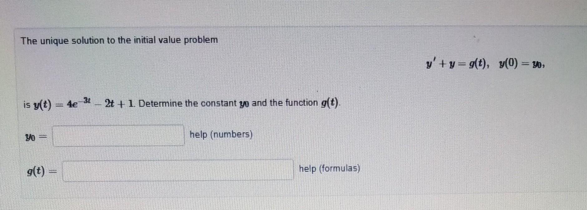 Solved The unique solution to the initial value problem | Chegg.com