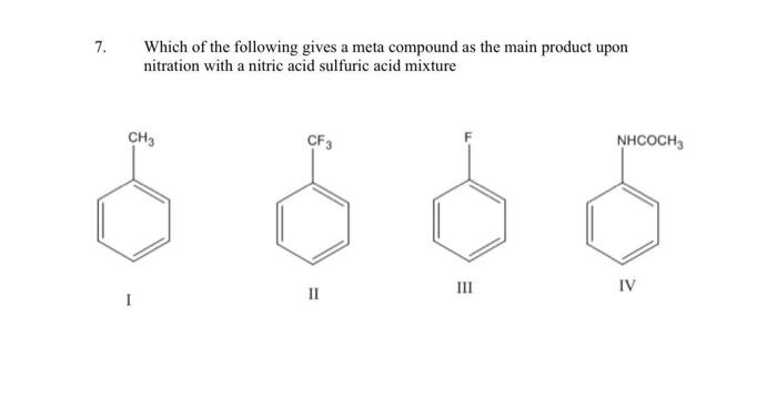 Solved Which of the following gives a meta compound as the | Chegg.com