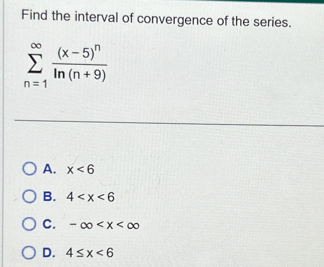 Solved Find the interval of convergence of the | Chegg.com