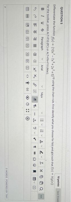 Solved Save Awe QUESTION 5 10 points Differentiate the | Chegg.com