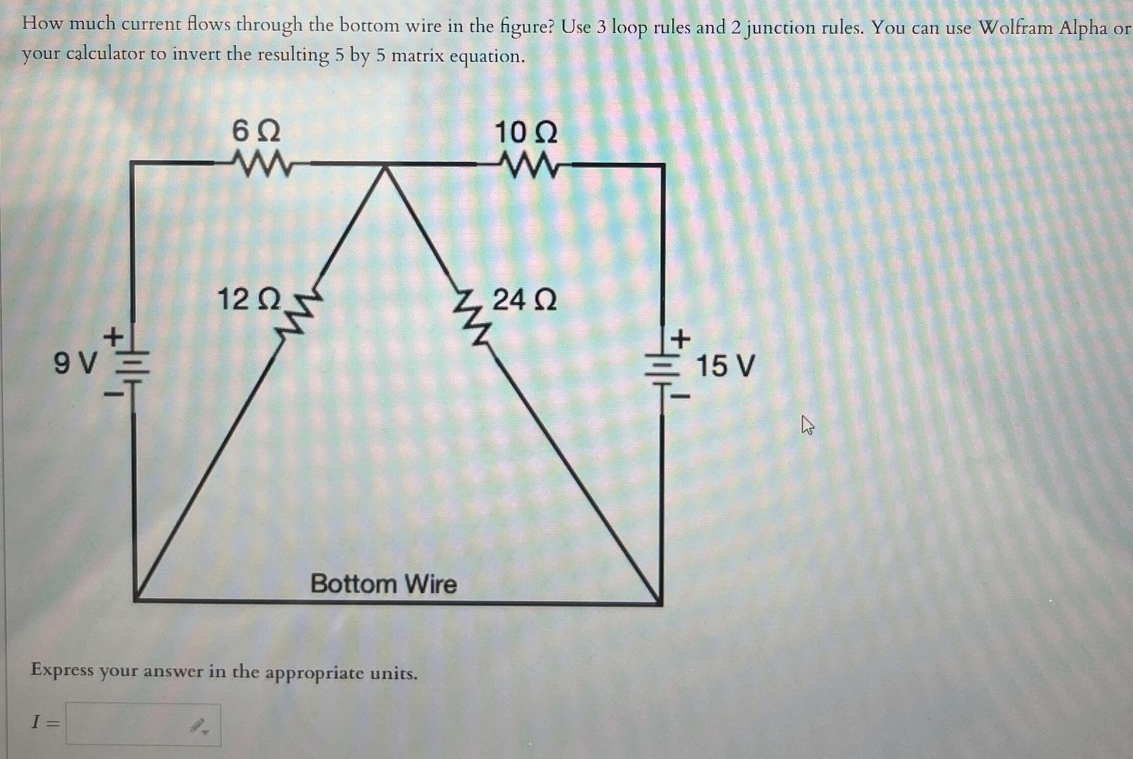 Solved How much current flows through the bottom wire in the | Chegg.com
