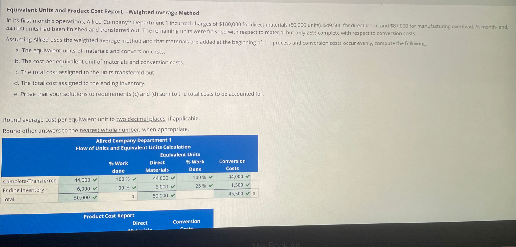 Solved Equivalent Units and Product Cost Report-Weighted | Chegg.com