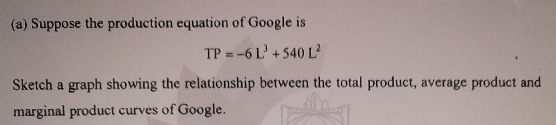 Solved (a) ﻿Suppose the production equation of Google | Chegg.com