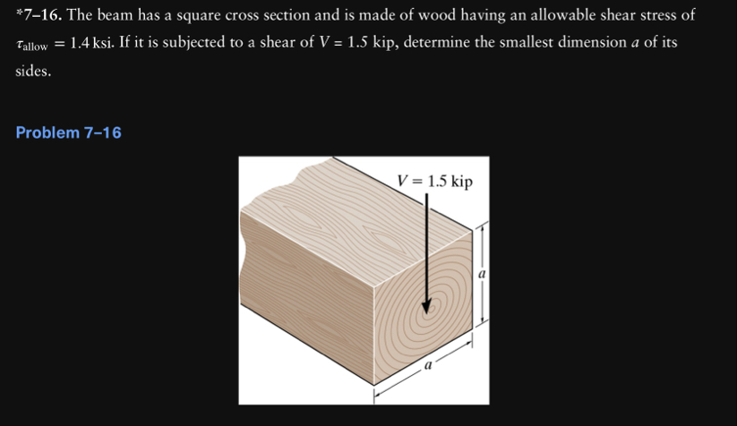 Solved *7-16. ﻿The beam has a square cross section and is | Chegg.com