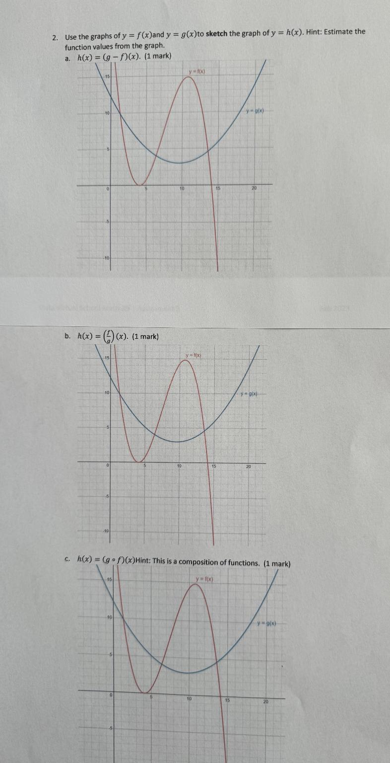 Solved Use the graphs of y=f(x) ﻿and y=g(x) ﻿to sketch the | Chegg.com