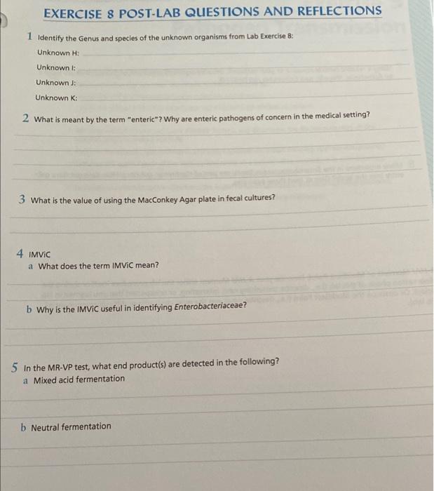 Solved EXERCISE \& POST-LAB QUESTIONS AND REFLECTIONS 1 | Chegg.com