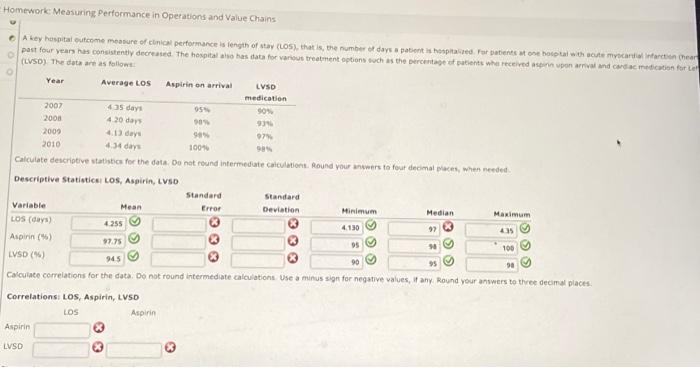 Solved Homework Measuring Performance in Operations and | Chegg.com