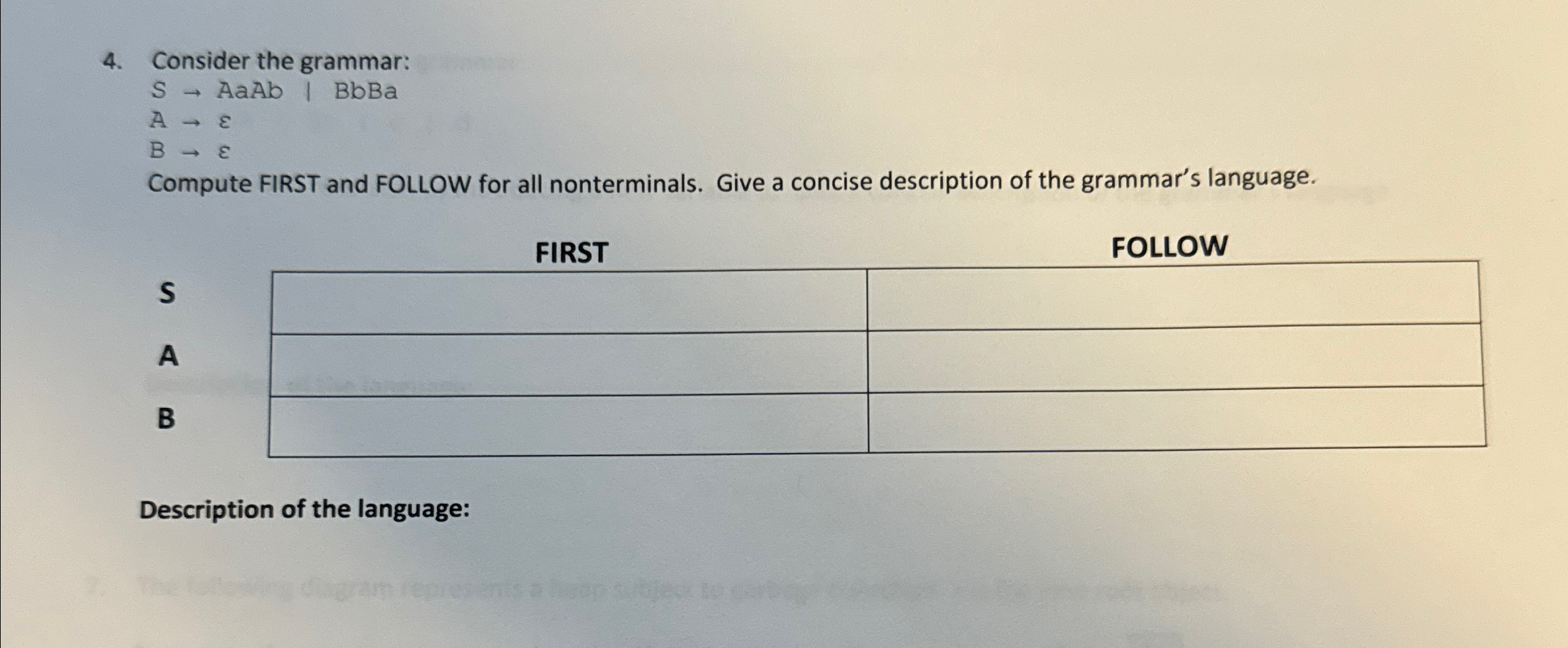 Solved Consider the grammar:S→AaAb|BbBa|A→εB→εCompute FIRST | Chegg.com
