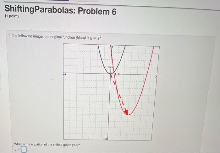 Solved Shifting Parabolas: Problem 6 (1 point) In the | Chegg.com
