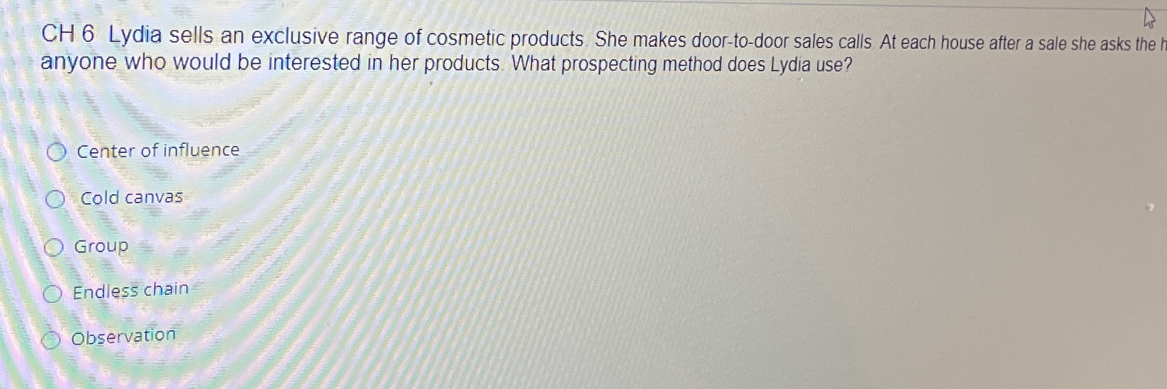 Solved CH 6 ﻿Lydia sells an exclusive range of cosmetic | Chegg.com
