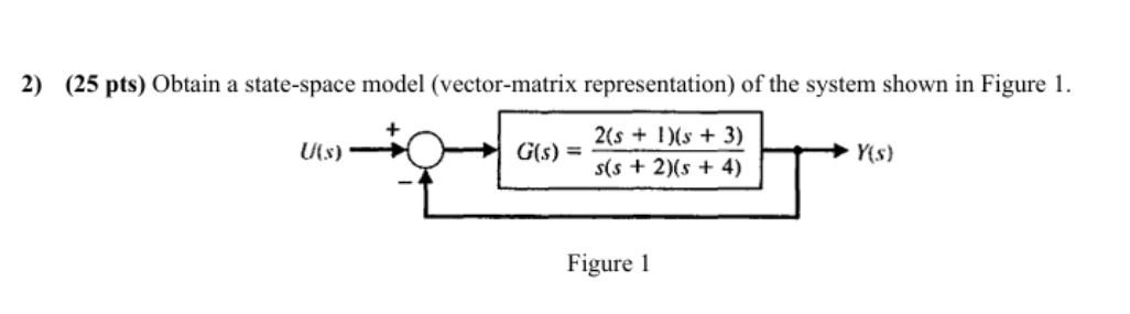 Solved (25 ﻿pts) ﻿Obtain a state-space model (vector-matrix | Chegg.com