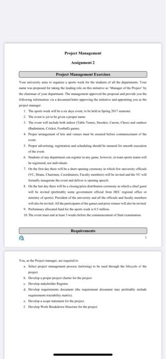 Solved Project Management Assignment 2Project Management | Chegg.com