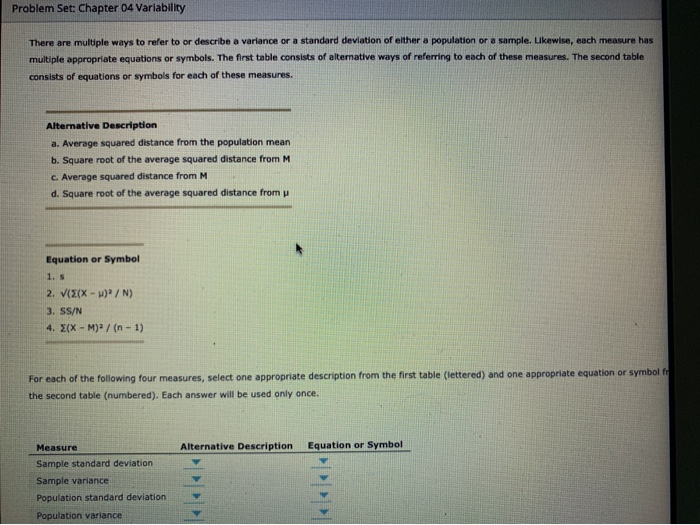 Solved Problem Set: Chapter 04 Variability There are | Chegg.com