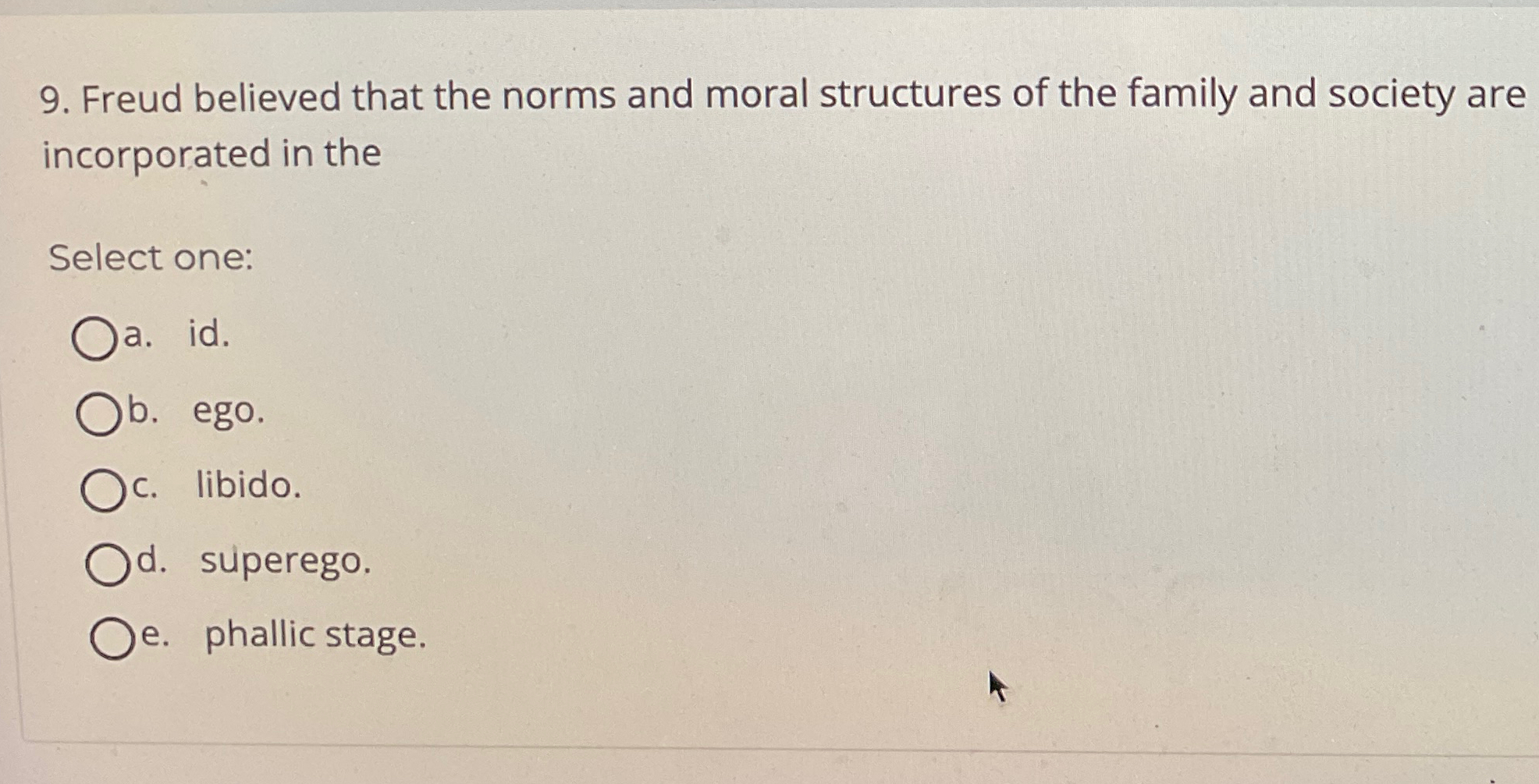 Solved Freud believed that the norms and moral structures of | Chegg.com