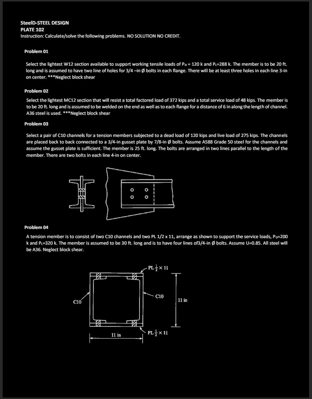 Solved SteelD-STEEL DESIGN PLATE 102 Instruction: | Chegg.com