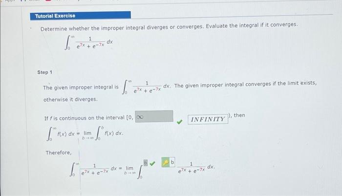 Solved Tutorial Exercise Determine whether the improper | Chegg.com
