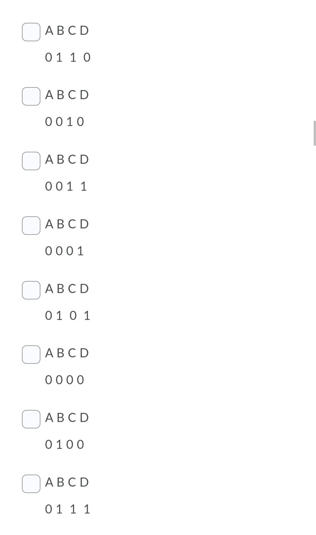 Solved Question 5 (4 points) 1) Listen A B C X Select the | Chegg.com