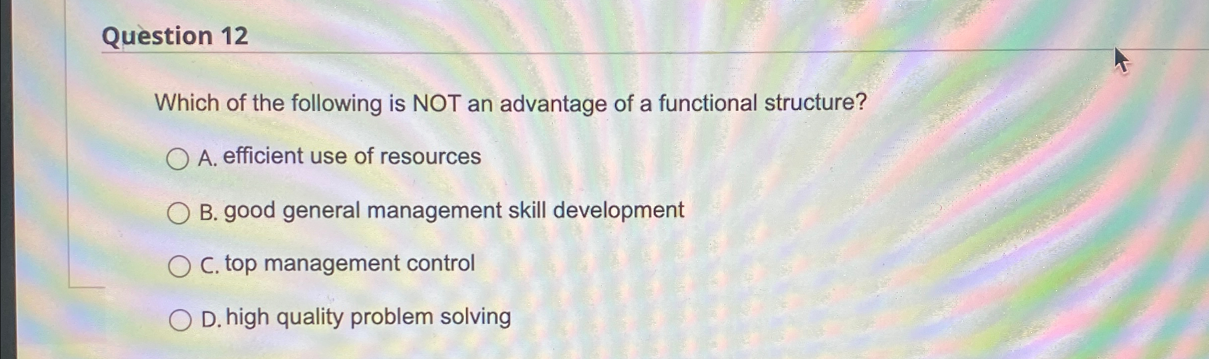 Solved Question 12Which of the following is NOT an advantage | Chegg.com