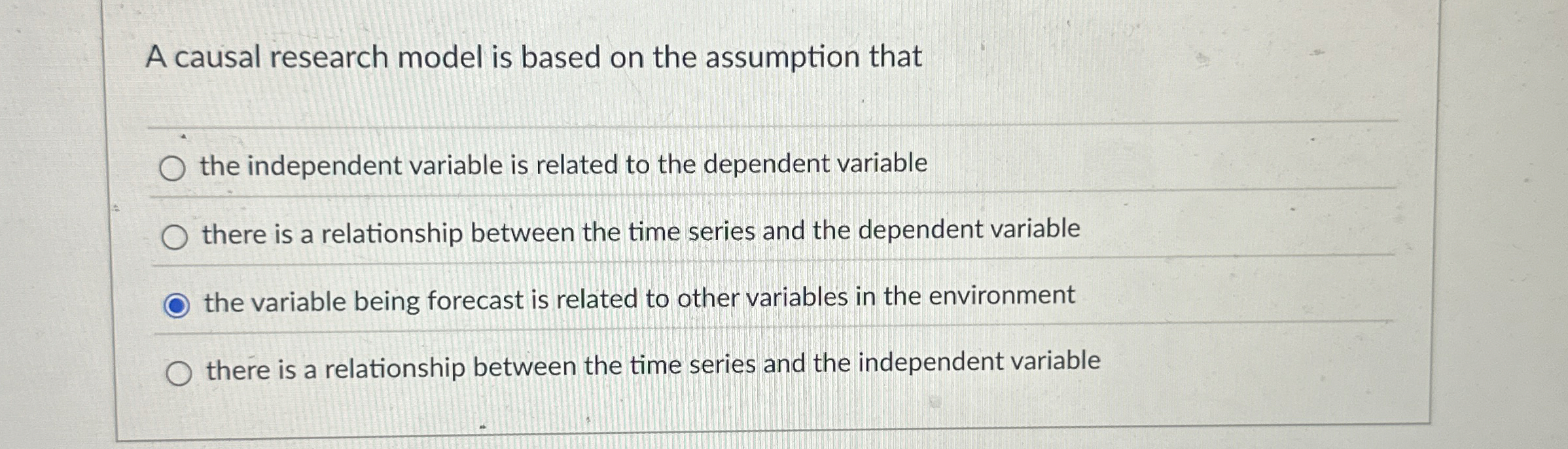 Solved A causal research model is based on the assumption | Chegg.com