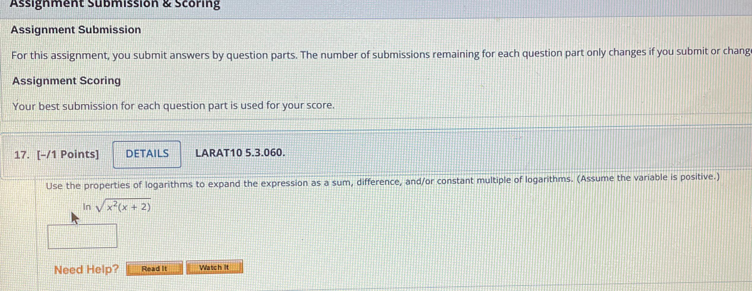 Solved Assignment submission & scoringAssignment | Chegg.com
