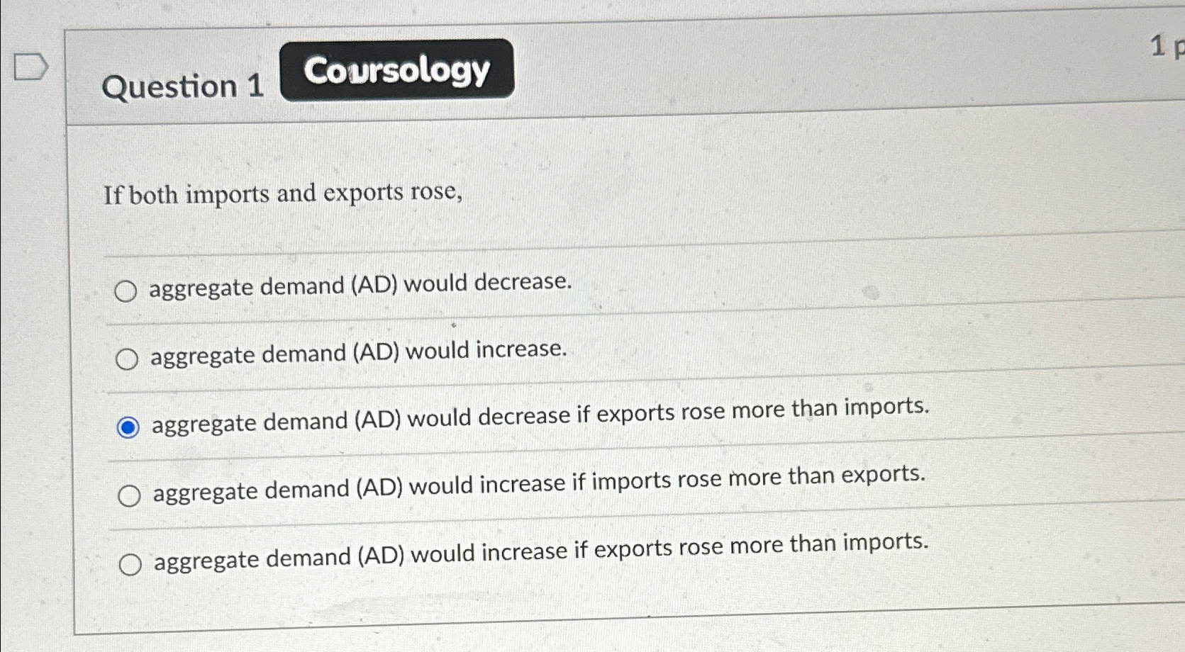 Solved Question 1If both imports and exports rose,aggregate | Chegg.com