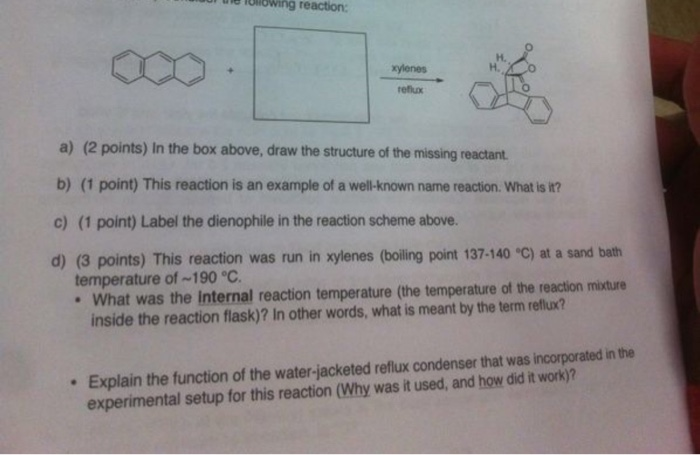 Solved ing reaction: xylenes reflux a) (2 points) In the box | Chegg.com