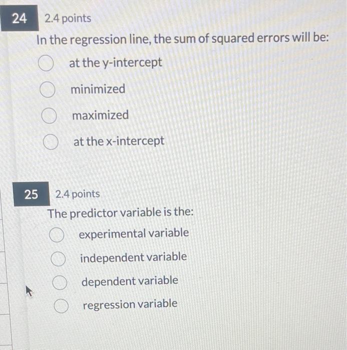 Solved 24 Points In The Regression Line The Sum Of Squared