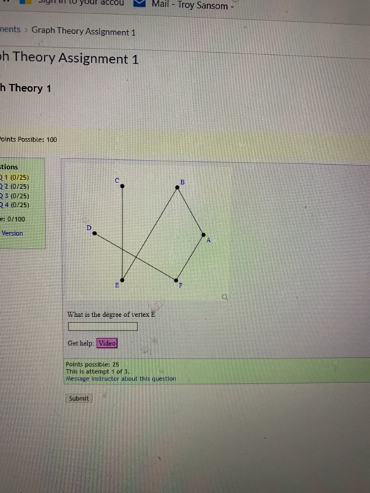 Solved Mail - Troy Sansom - nents Graph Theory Assignment 1 | Chegg.com