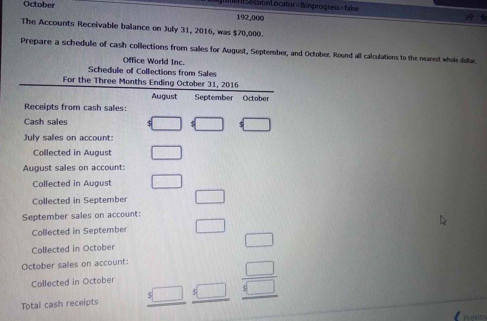 Solved Schedule of Cash Collections of Accounts Receivable | Chegg.com
