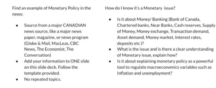 Solved please fine a monetary policy article and link it and | Chegg.com