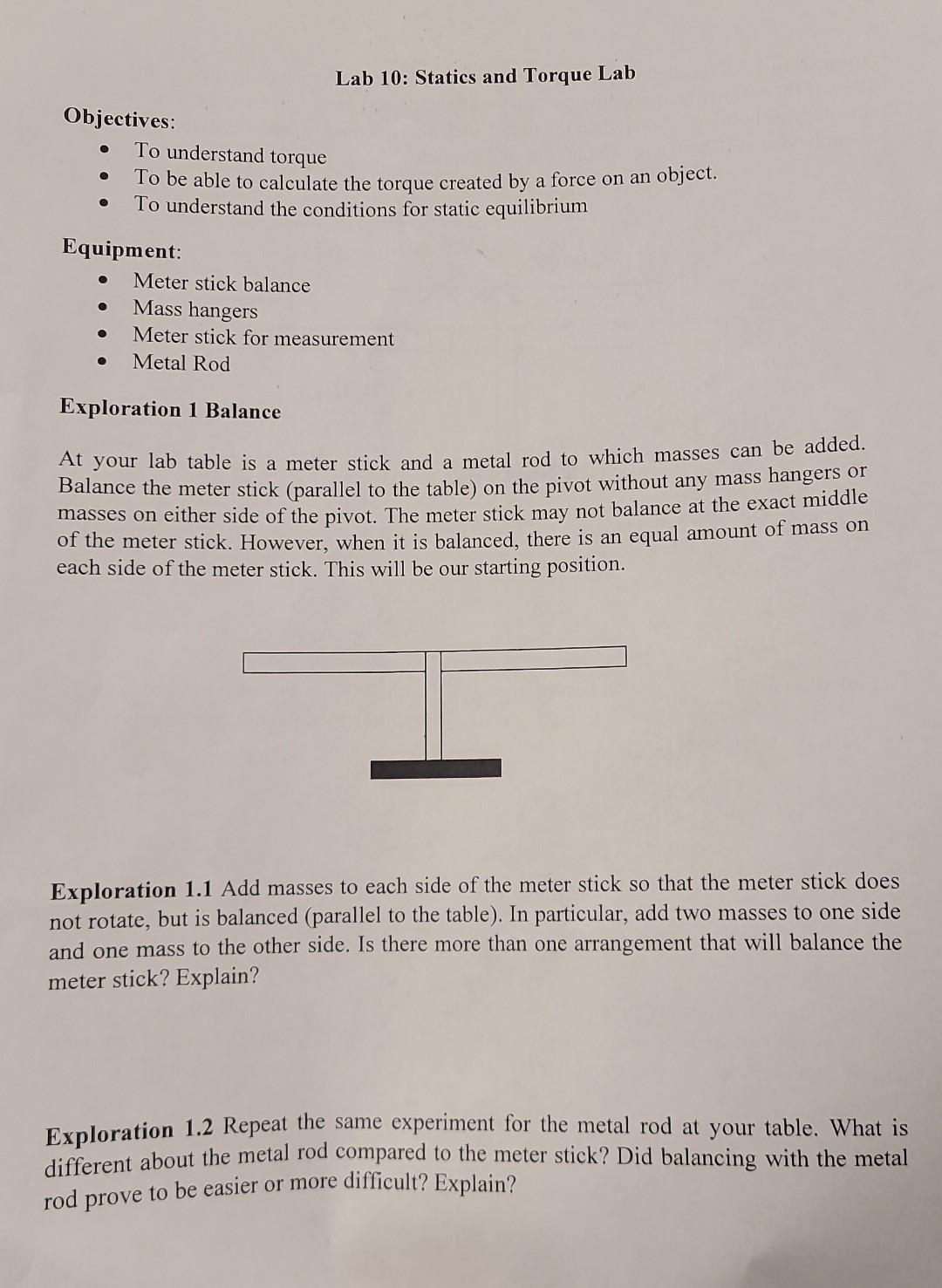 Objectives: - To understand torque - To be able to | Chegg.com