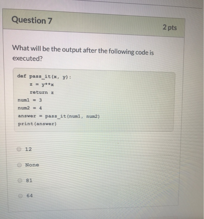 Solved Question 7 2 pts What will be the output after the | Chegg.com