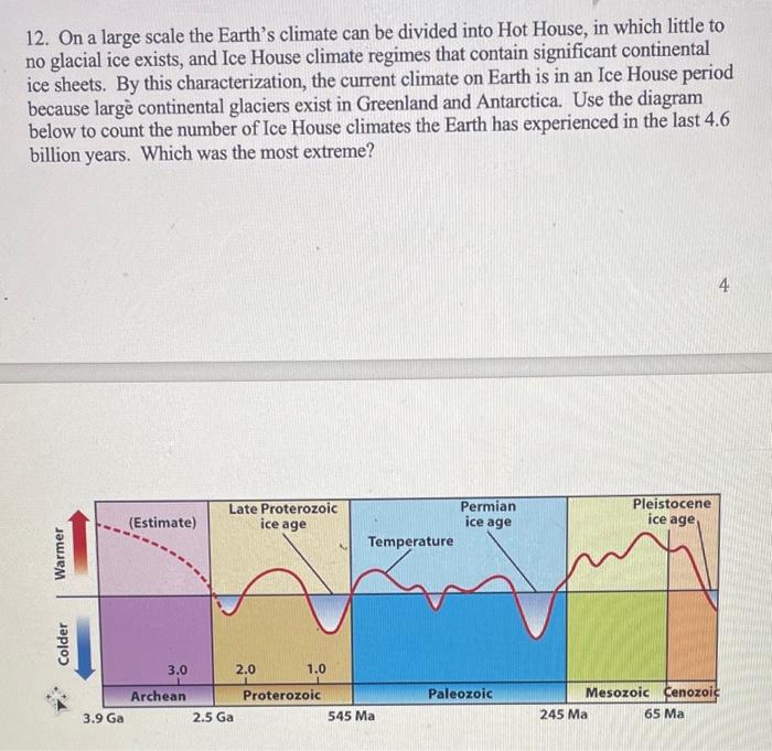 Solved 12. On a large scale the Earth's climate can be | Chegg.com