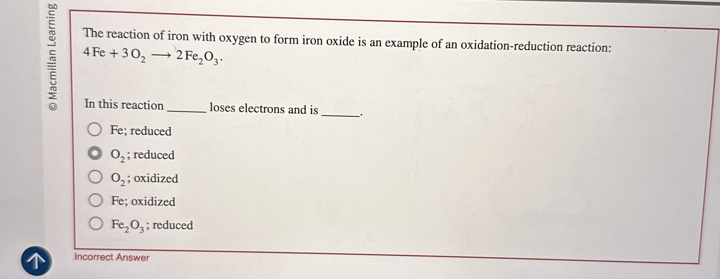 Solved The reaction of iron with oxygen to form iron oxide | Chegg.com