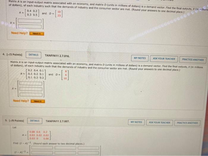 Solved Matrix A is an input-output matrix associated with an | Chegg.com