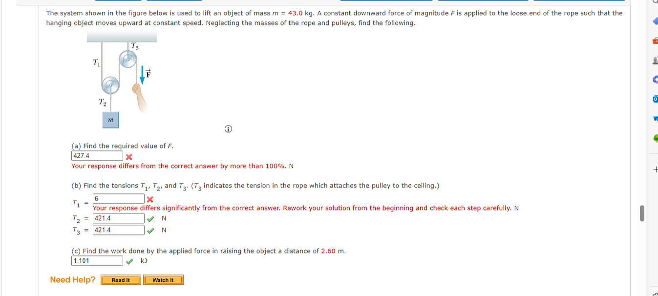 Solved hanging object moves upward at constant speed. | Chegg.com