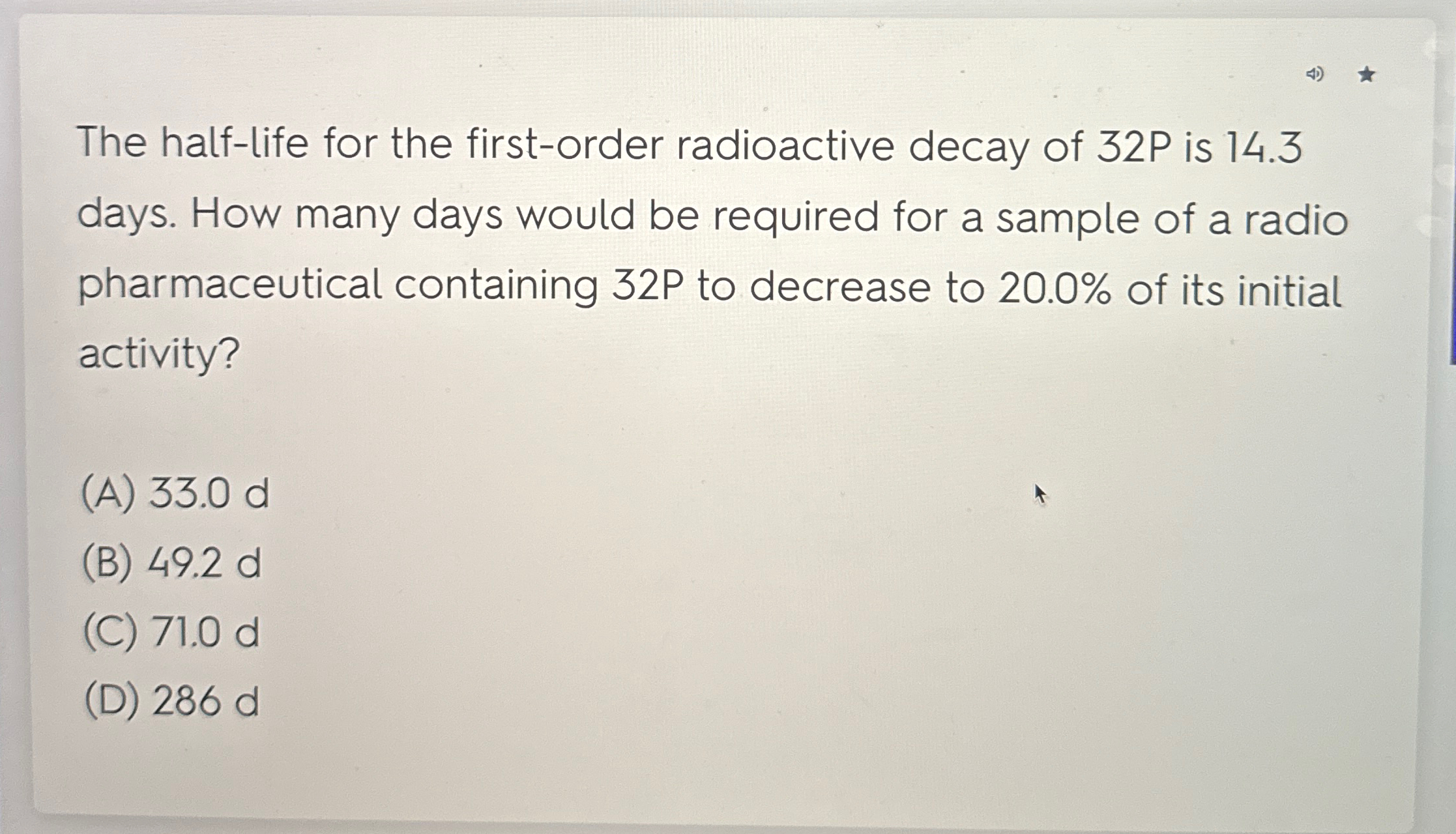 Solved The half-life for the first-order radioactive decay | Chegg.com