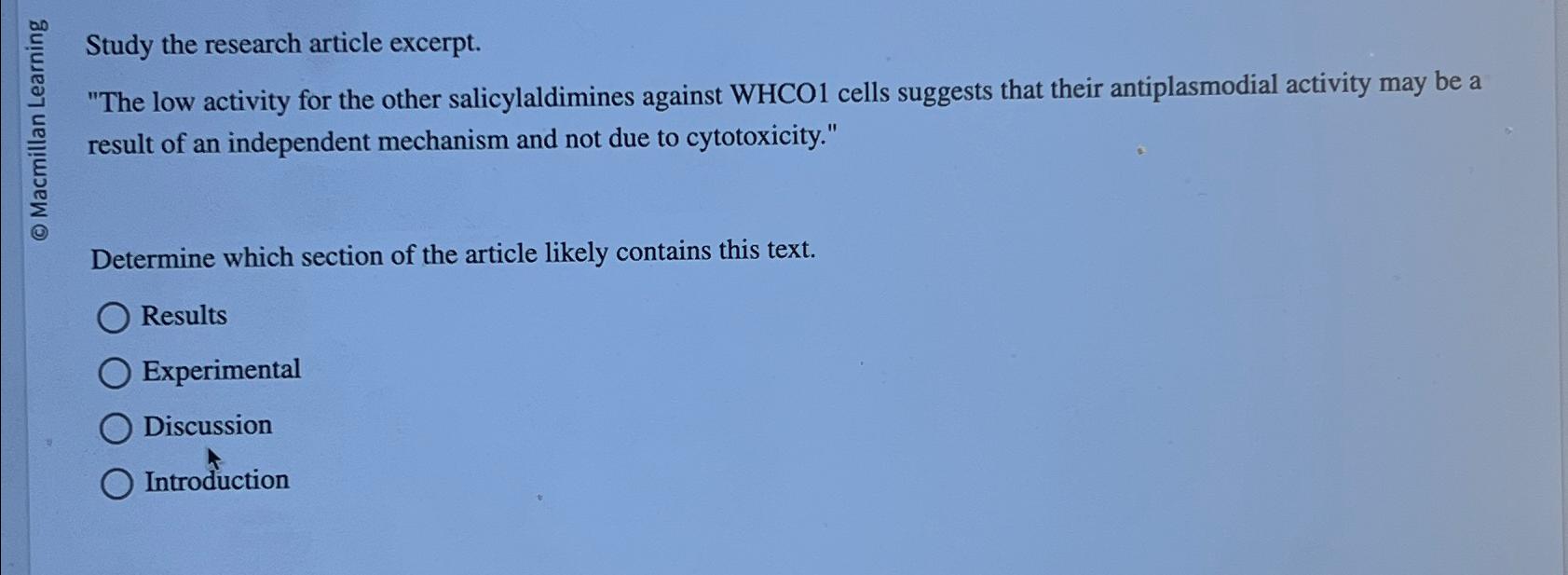 Solved C∞ ﻿Study the research article excerpt."The low | Chegg.com
