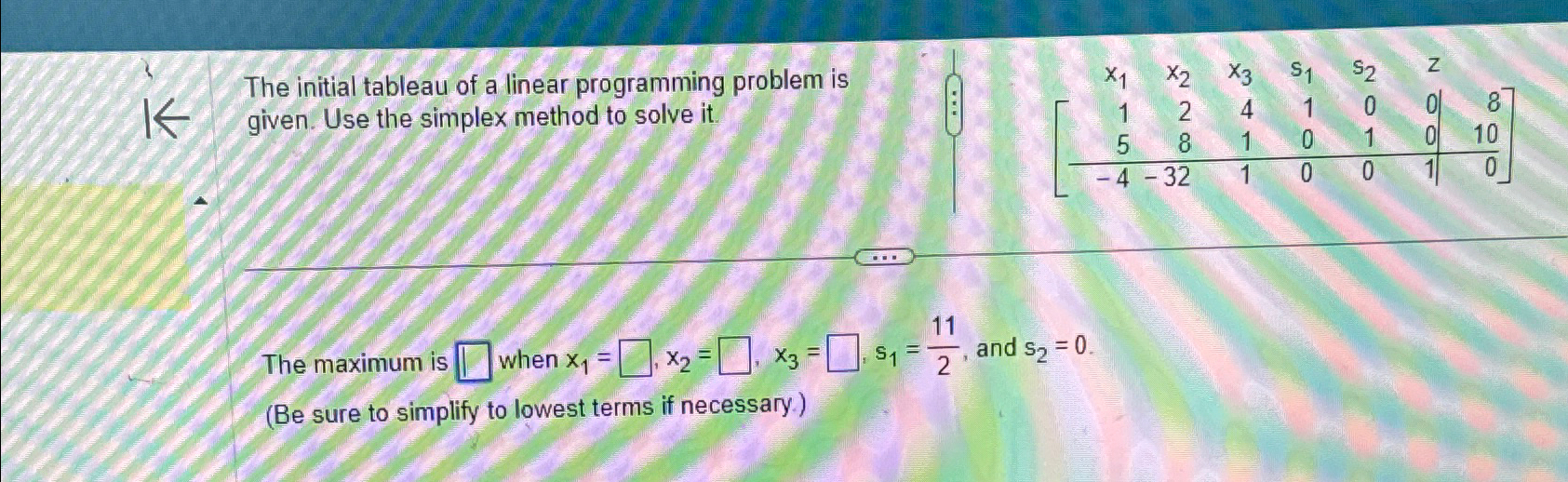 The initial tableau of a linear programming problem | Chegg.com